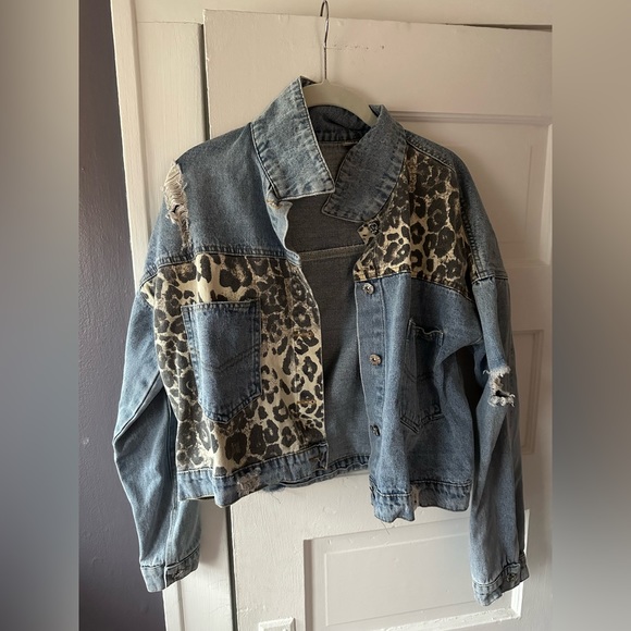 Jackets & Coats | Distressed Leopard Jean Jacket | Poshmark